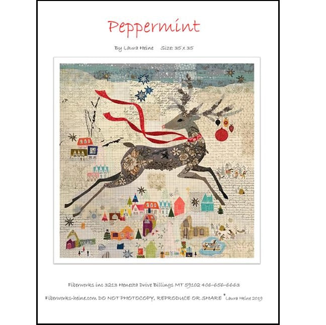 Laura Heine | Peppermint | 35 x 35in | Collage Fiber Art | Applique Pa ...